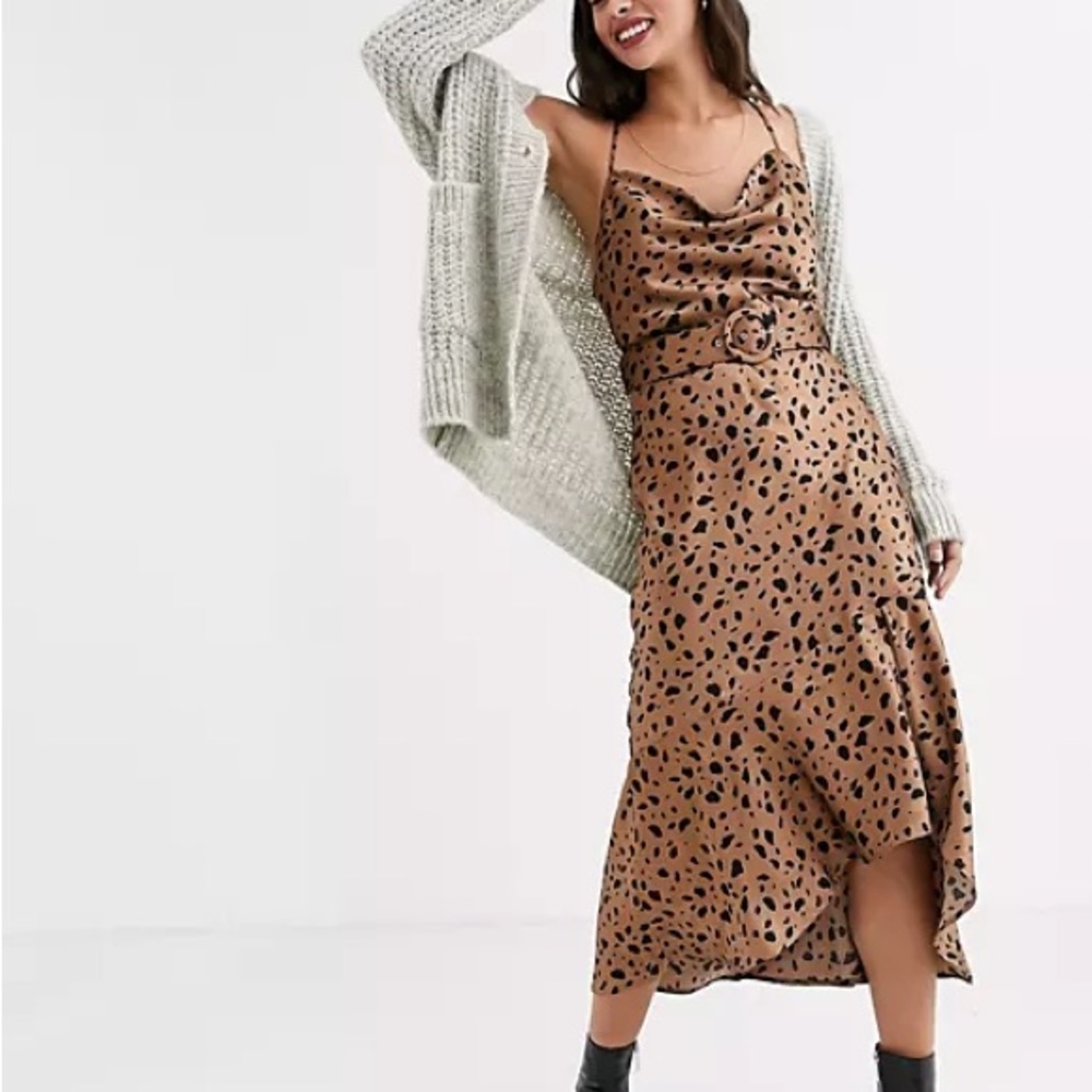 Moon River Leopard Print Slip Dress - Gem